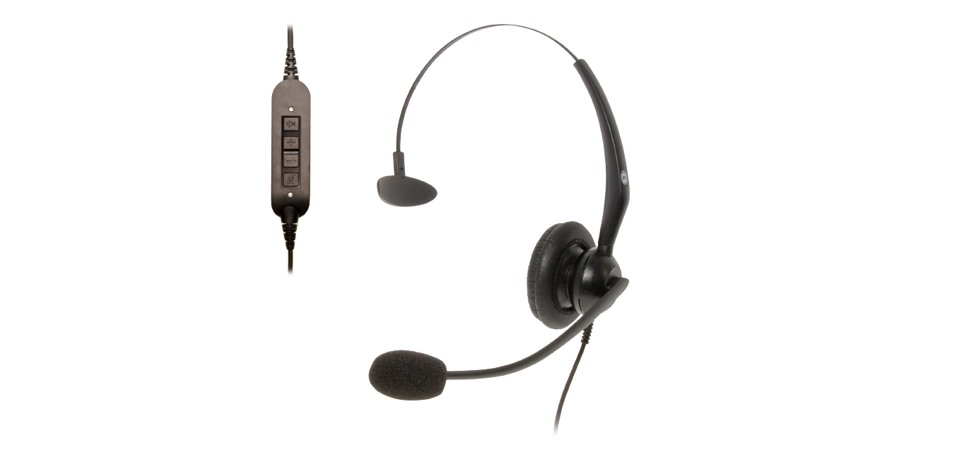 Lightweight USB Monaural Headset With Mic & Control Buttons